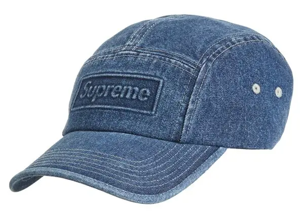 Supreme Embossed Denim Camp Cap - Blue