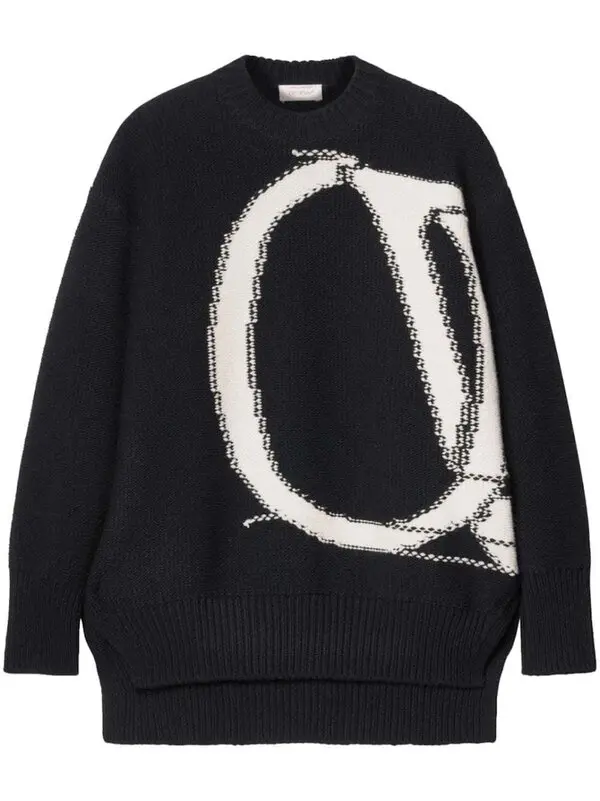 Off-White Ow Maxi Logo-intarsia Jumper - Black