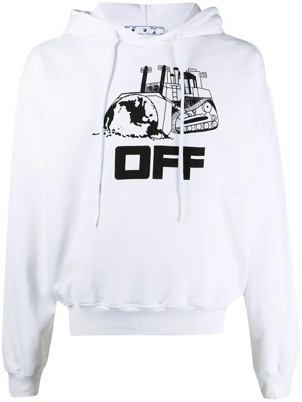 Off-White Oversized Fit World Catepilla Print Hoodie - White