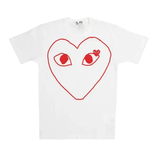 Play Comme Des Garcon Heart Outline Short Sleeve T-shirt - White