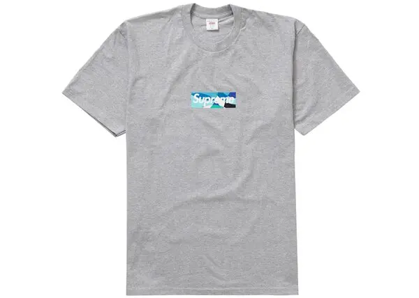 Supreme Emilio Pucci Box Logo Tee Shirt - Heather Grey/blue