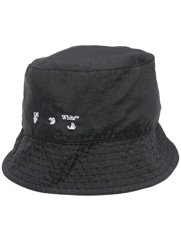 Off-White Polyester Bucket Hat - Black/white