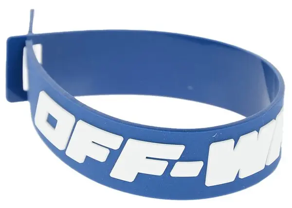 Off-White Embossed Logo Industrial Thin Bracelet - Blue