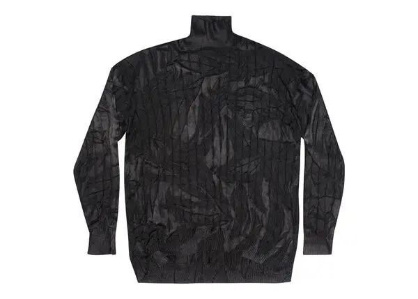Balenciaga Creased Oversized Silk Rib Knit Turtleneck