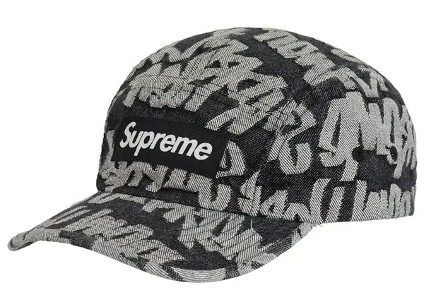 Supreme Fat Tip Jacquard Denim Camp Cap - Black