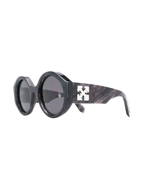 Off-White Sara Round Frame Sunglasses - Dark Grey Marble/white (owri022f20pla0010700)