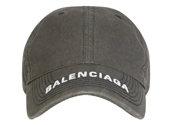 Balenciaga Denim Logo Baseball Cap - Black/white