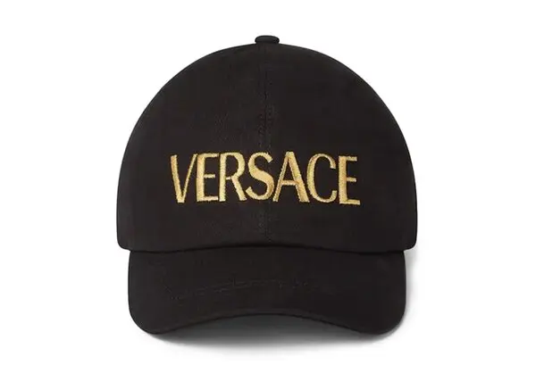 Versace Logo Embroidered Cap - Black/gold
