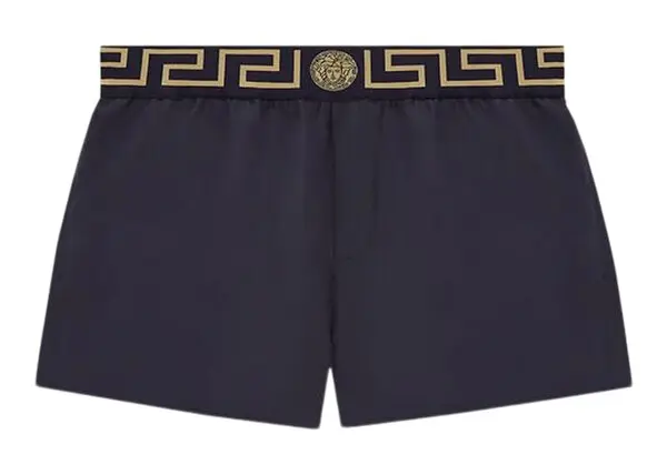 Versace Greca Border Swim Shorts - Navy Blue