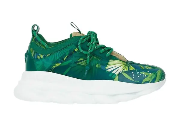Versace Chain Reaction Jungle Print Sneakers - Green/white