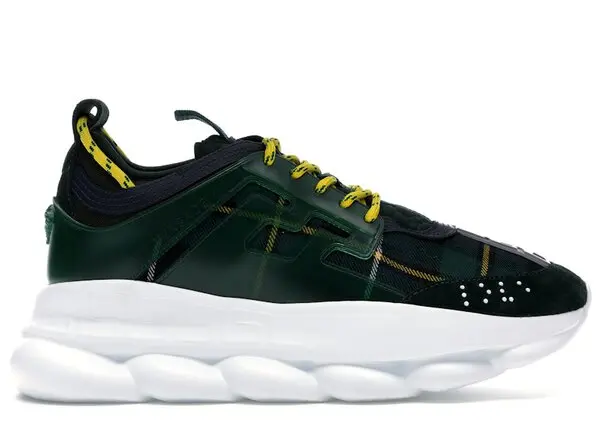Versace Chain Reaction 2 Chainz Plaidin Sneakers - Green/yellow