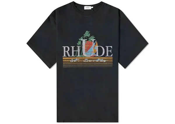 Rhude Tropics Tee Shirt - Vintage Black