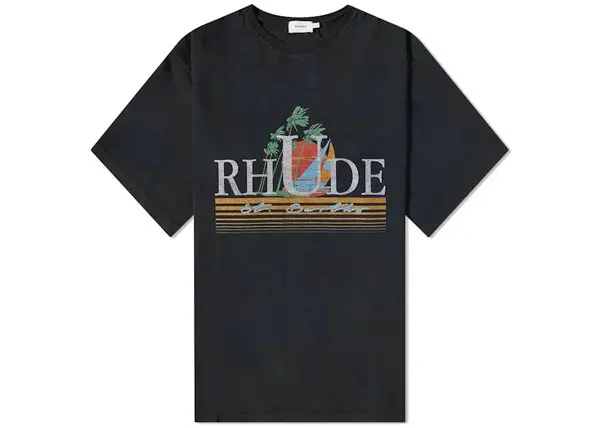 Rhude Tropics Tee Shirt - Vintage Black/multicolor