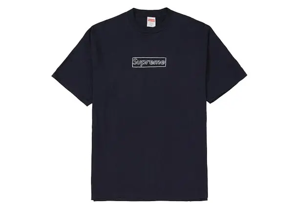 Supreme Kaws Chalk Logo Tee Shirt - Navy Blue