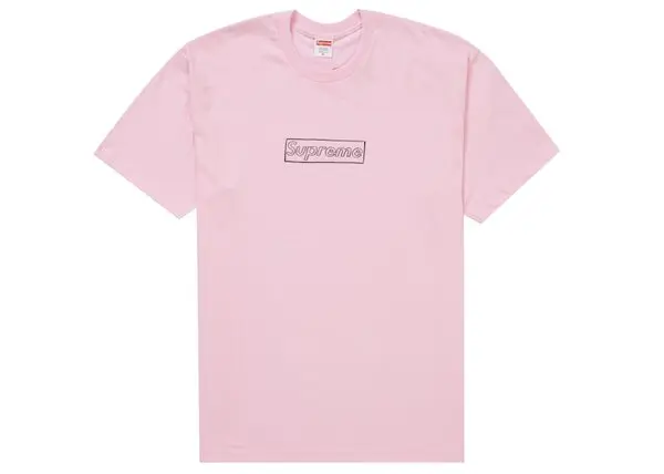 Supreme Kaws Chalk Logo Tee Shirt - Light Pink