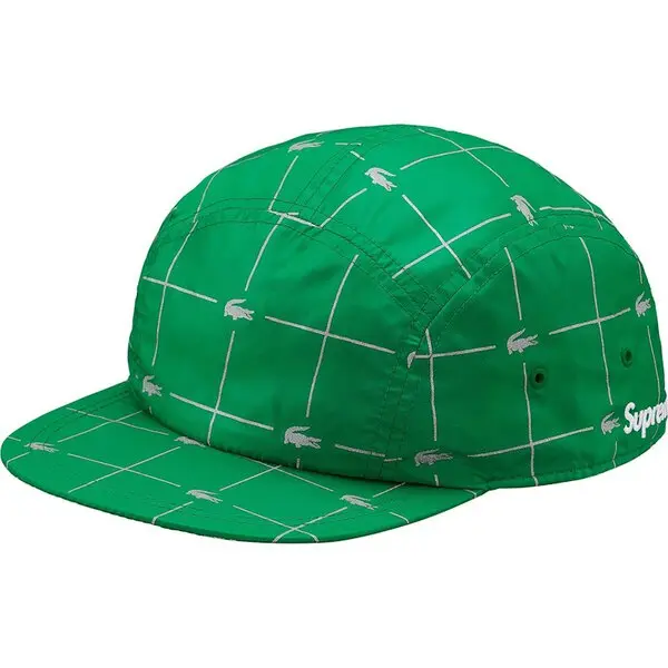 Supreme Lacoste Reflective Grid Nylon Camp Cap - Green