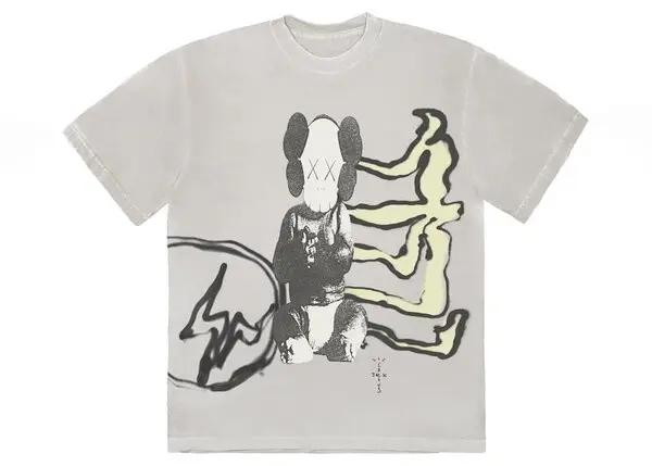 TRAVIS SCOTT Cactus Jack + Kaws For Fragment Tee Shirt - Aged Yellow