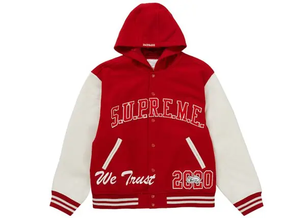 Supreme King Hooded Varsity Jacket - Red