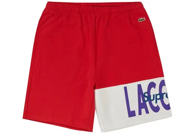 Supreme Lacoste Logo Panel Sweatshort - Red