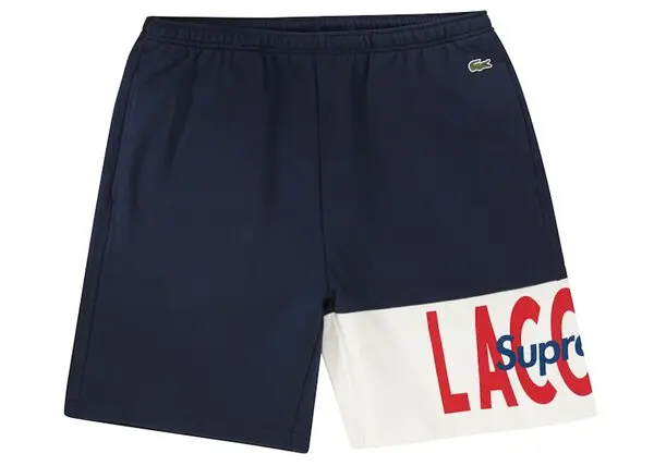 Supreme Lacoste Logo Panel Sweatshorts - Navy Blue