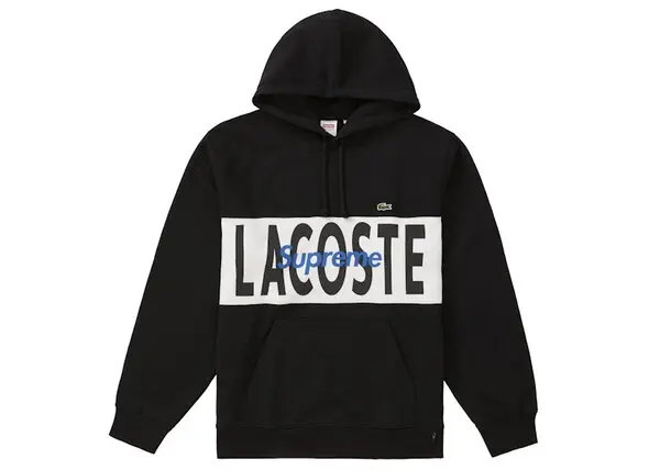 Supreme Lacoste Logo Panel Hooded Sweatshirt - Black