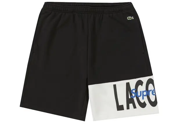 Supreme Lacoste Logo Panel Sweatshort - Black