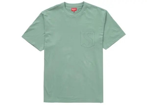 Supreme Laser Cut S Logo Pocket Tee Shirt - Dusty Teal