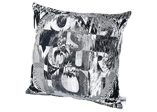 MEDICOM TOY X Sync Kosuke Kawamura Money Is Your God Square Cushion - White/black