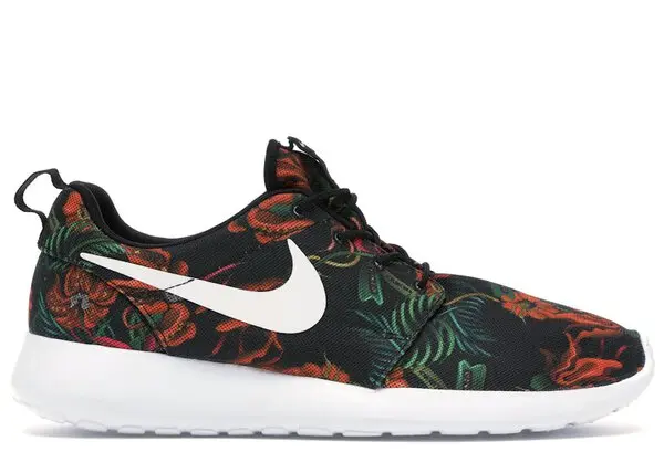 Nike Floral Print Roshe Run Sneakers - Total Orange/white/black