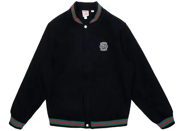Supreme Lacoste Wool Varsity Jacket - Black
