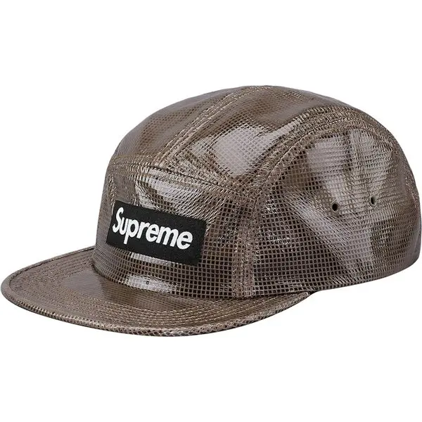 Supreme Laminated Box Weave Camp Cap - Black