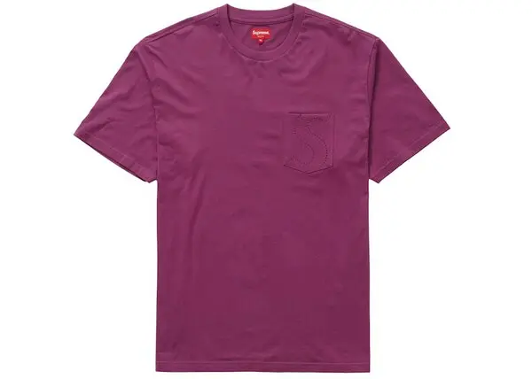 Supreme Laser Cut S Logo Pocket Tee Shirt - Purple