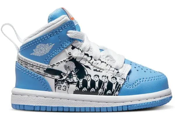 JORDAN 1 Mid Sneakers - White/university Blue/starfish