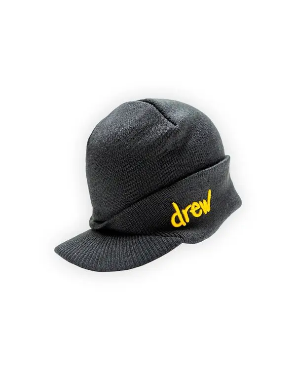 Drew House Scribble Billed Waffle Beanie - Black