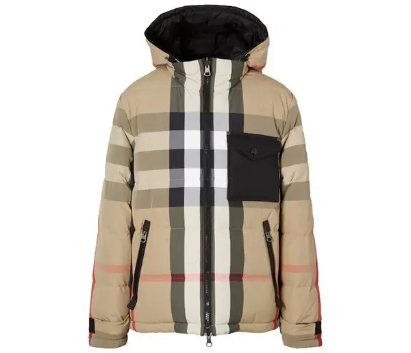 Burberry Reversible Check Nylon Puffer Jacket - Black Archive Beige