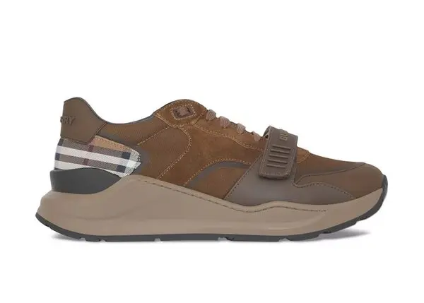 Burberry Ramsey Check Suede Sneakers - Brown