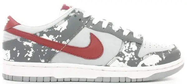 Nike Dunk Low Splatter Sneakers - Silver Ice/team Red/light Graphite