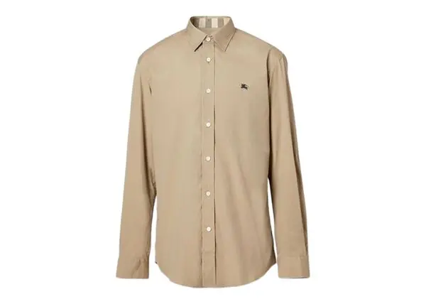 Burberry Stretch Cotton Poplin Ekd Shirt - Beige