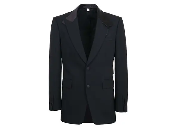 Burberry Satin Lapel Wool Tailored Jacket