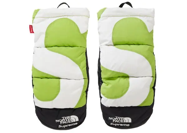 Supreme The North Face Logo Nuptse Mitts - Lime