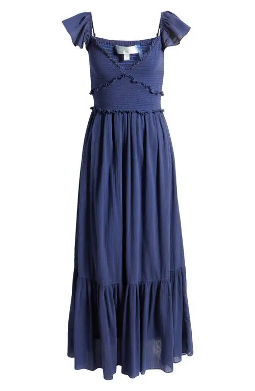 LoveShackFancy Katina Smocked Ruffle Maxi Dress