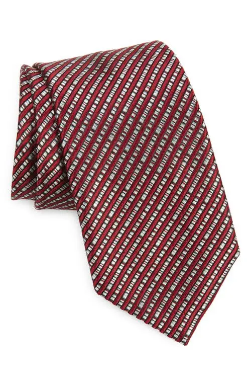 Zegna Paglie Small Stripe Silk Tie - Red