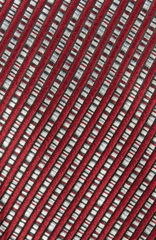 Zegna Paglie Small Stripe Silk Tie - Red