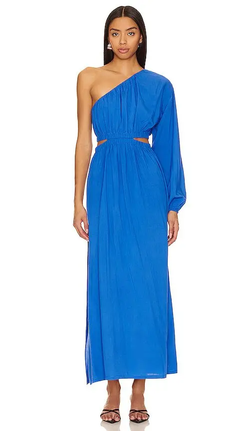 Minkpink Skye One Shoulder Midi Dress In Cerulean - 43% Off | Editorialist