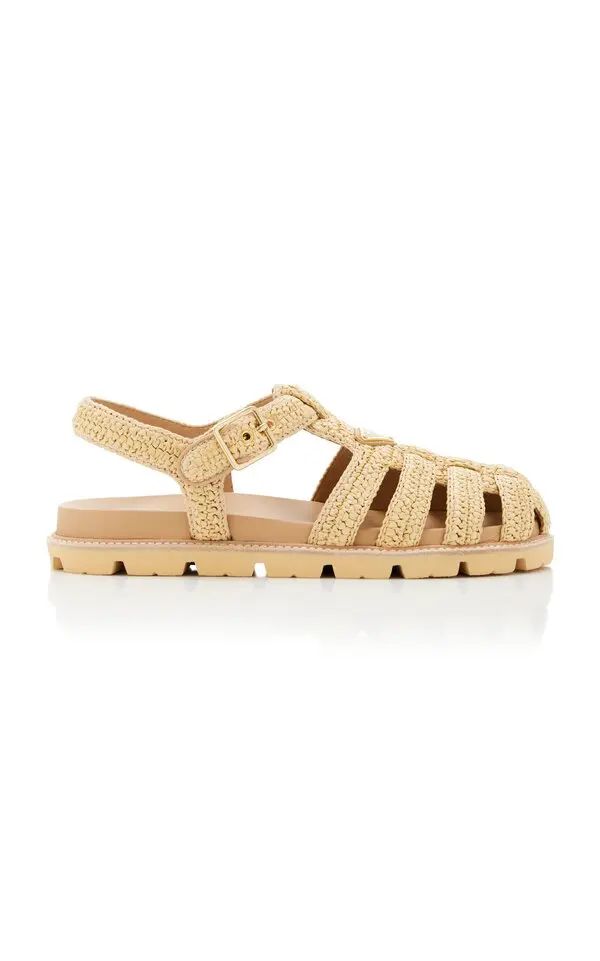 Prada Woven Raffia Fisherman Sandals