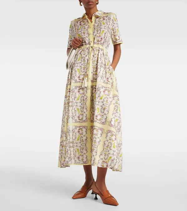 Tory Burch Printed Cotton Voile Midi Dress