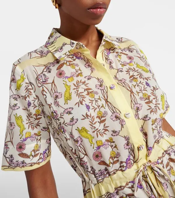 Tory Burch Printed Cotton Voile Midi Dress