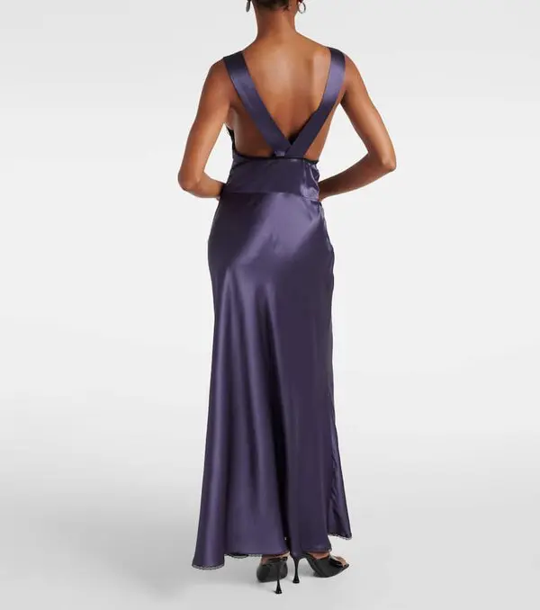 sir aries silk maxi dress SIR Aries lace-trimmed cutout silk maxi dress SIR