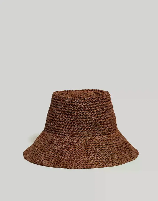 Madewell Lantern Straw Wide Brim Hat - Chocolate Raisin
