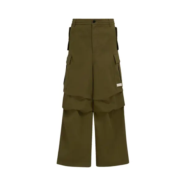 Marni Gabardine Workwear Drawstring Cargo Pants 'leaf - Green